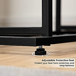 HOOBRO Side Table with Magazine Holder Sling, Narrow End Table, Industrial Slim Nightstand for Small Spaces, Wood Look Accent Table with Metal Frame, Easy Assembly, Rustic Brown and Black BF81BZ01