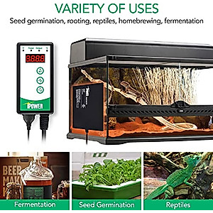 iPower GLHTMTCTRLV2PROL 48" x 20.75" Upgraded Carbon Film Seedling Heat Mat and Digital Thermostat Controller Combo Set for Seed Germination Plant Propagation, Black