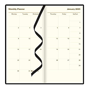 Letts of London Belgravia Weekly/Monthly Planner, 12 Months, January to December, 2024, Vertical, Slim Size, 6.625" x 3.25", Black (C33SUBK-24)