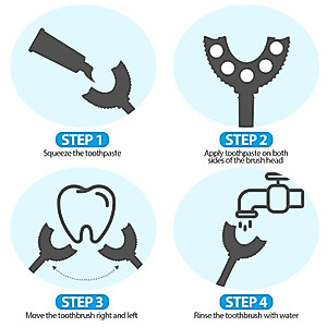 U Shaped Toothbrush for Kids, Manual Training Toothbrush with Detachable Food Grade Soft Silicone Brush Head, 360° Oral Teeth Cleaning Design for Toddlers and Children, Ages 6-12