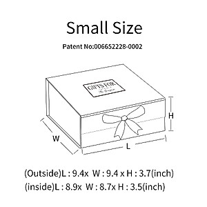 JiaWei Gift Box 9.4x9.4x3.7 Inches, Luxury Gift Boxes with Lid and Ribbon, Magnetic Hard Cardboard Gift Box, Collapsible Bridesmaid Proposal Box, Decorative Box for Presents, Wedding, Birthday(Pink)