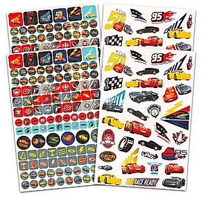 Disney Cars Stickers Party Favors Bundle Pack ~ 16 Cars Sticker Sheets ~ 500+ Stickers (Disney Cars Party Supplies)