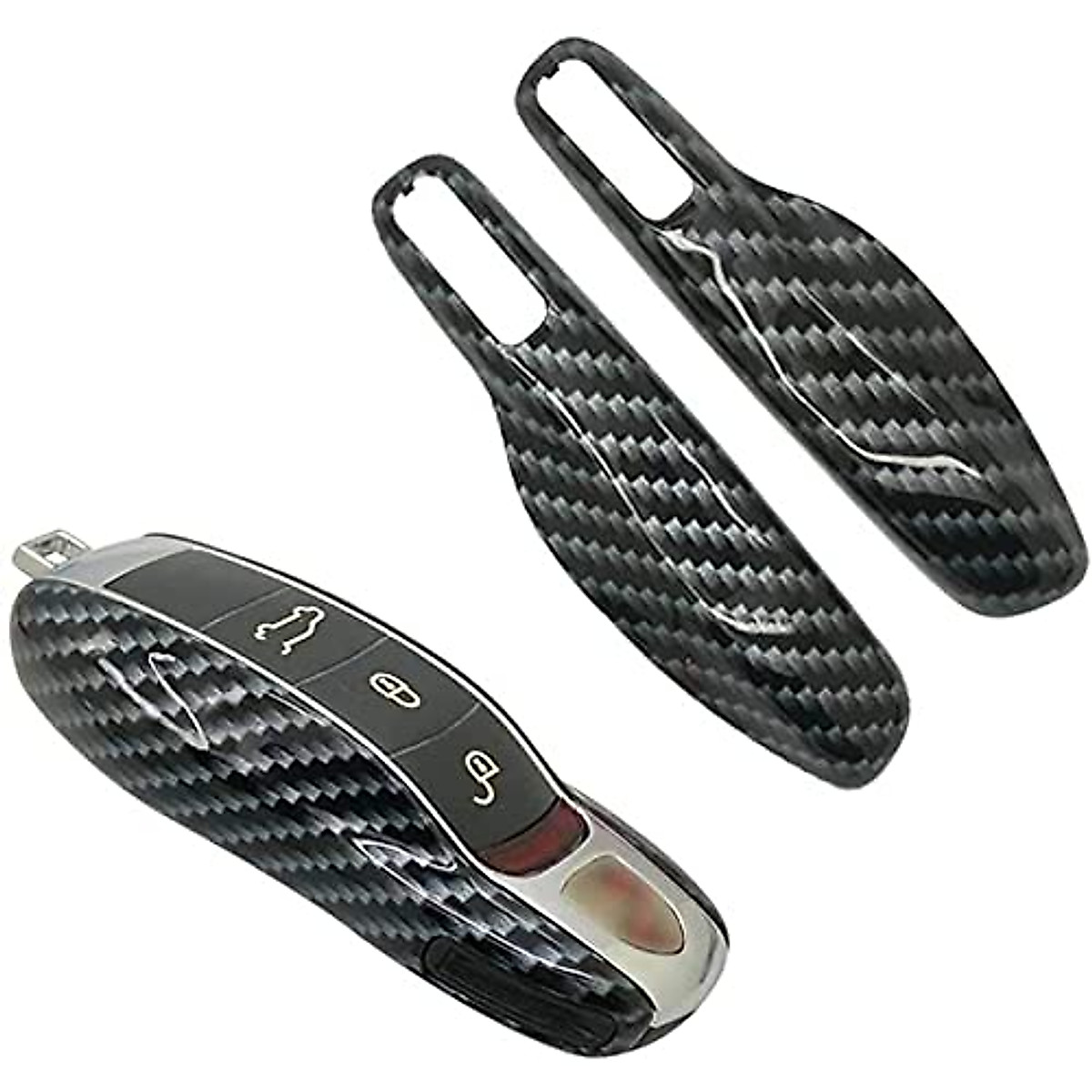Ssrracing Gloss Carbon Fiber Pattern Hard Plastic Remote Key Protection Case Key Blade For Porsche Cayman Cayenne Carrera 911/997 Panamera 970 Boxster 981
