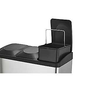 Step N' Sort The 16-Gal. 3-Compartment Stainless Steel Trash and Recycling Bin