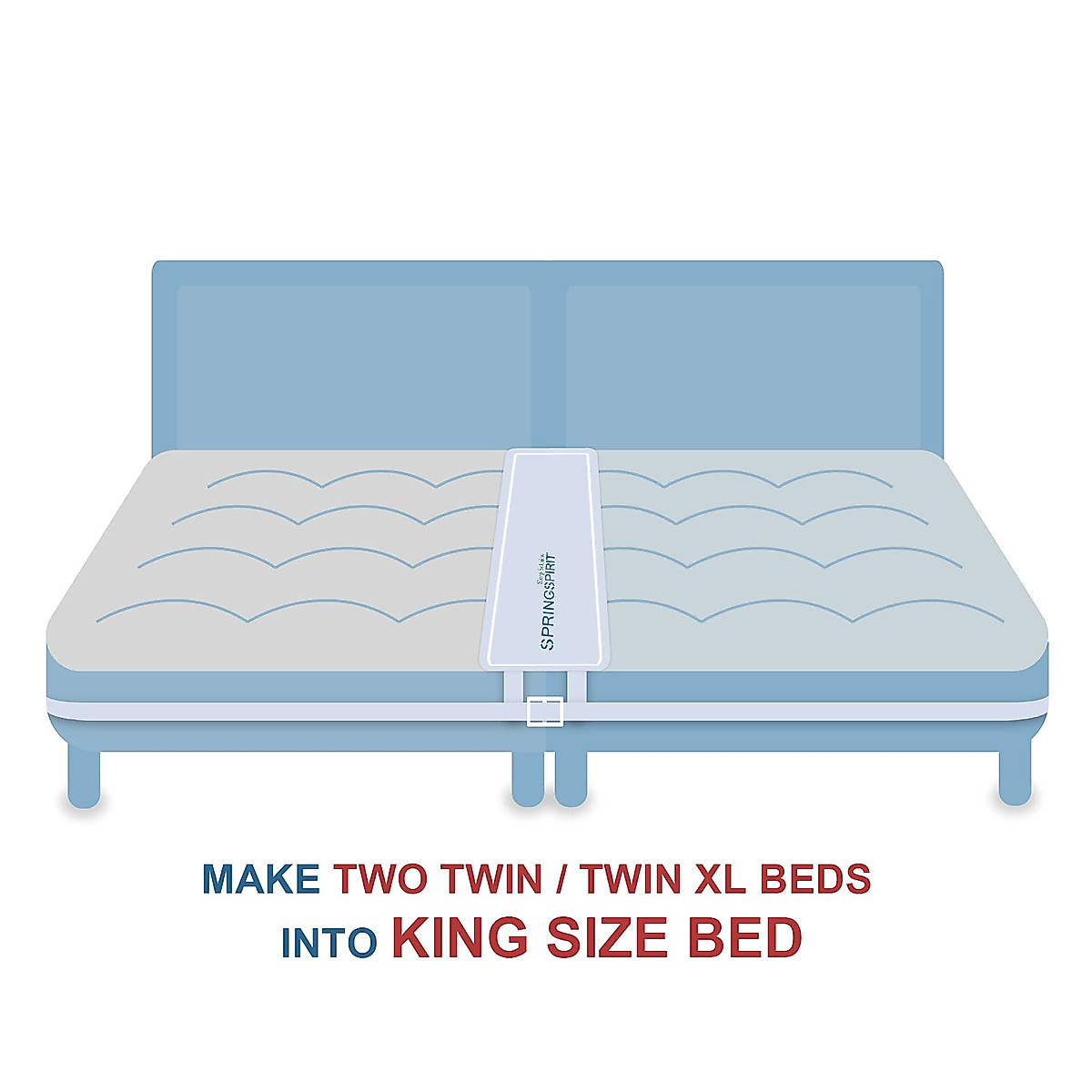 SPRINGSPIRIT Bed Bridge Twin to King Converter Kit - Improved Style, Mattress Strap Include, Twin Bed Connector for 2 Single Twin Mattress, Easy Assemble, Great for Stayovers & Guest.