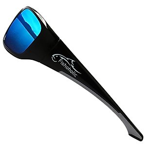 Fishoholic Pro Series Polarized Fishing Sunglasses w' Rubber Accents - Free Case & Pouch - UV400 Sun Protection - Fishing Gift (GB-BLU-gry)