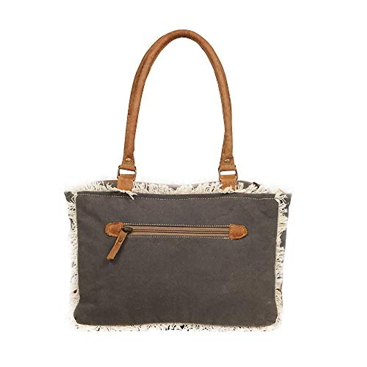 Myra Bag Symbols Upcycled Canvas & Cowhide Leather Bag S-1227
