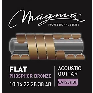 Magma - Light Acoustic Guitar Strings 10-48 Gauge Flat Phosphor Bronze Wound Acoustic String Set (.010" - .048") 1 Set - GA120PBF