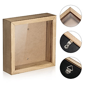 TJ.MOREE Small Shadow Box Frame 5 x 5 Shadowbox Display Case Wooden Picture Frame with Glass Wedding Memorabilia Medals Photos for Wall and Tabletop - Wood