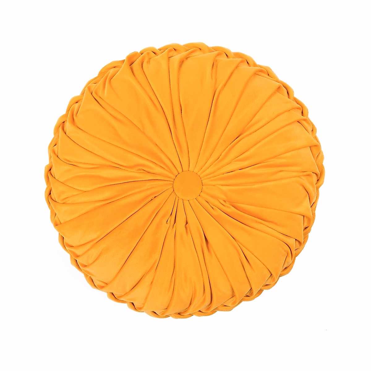 Lush Decor Round Pleated Soft Velvet Decorative Throw Pillow, 1 Count, 15" Diameter, Taupe - Neutral Plush Round Pillow, Seat Cushion, Decorative Pillows For Bed, Couch, Or Chair