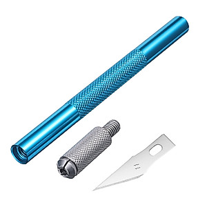 4 Pieces Craft Knife Knife Hobby Knife with 40 Pieces Stainless Steel Blades Kit for Cutting Carving Scrapbooking Art Creation(Yellow, Green, Blue, Silver)