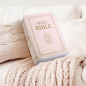 lasuroa Bible Pillow, 13x8.66x3.54 Inch Velvet Book Shape Pillow Plush That Opens Scripture Khaki Holy Bible Pillow Cozy Faith Bible Gift for Women Men
