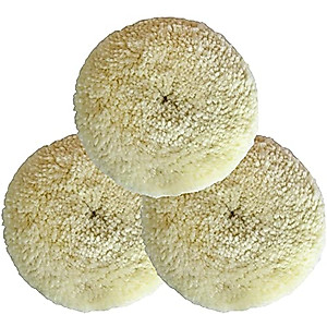 Wool Buffing Pad Kit 7Inch 3PCS, 100% Natural Wool Car Auto Hook and Loop Grip Buffing Pad for Compound Cutting & Polishing for Car,Boats, Trucks and RVs Polishing Motorcycle Washing Machine