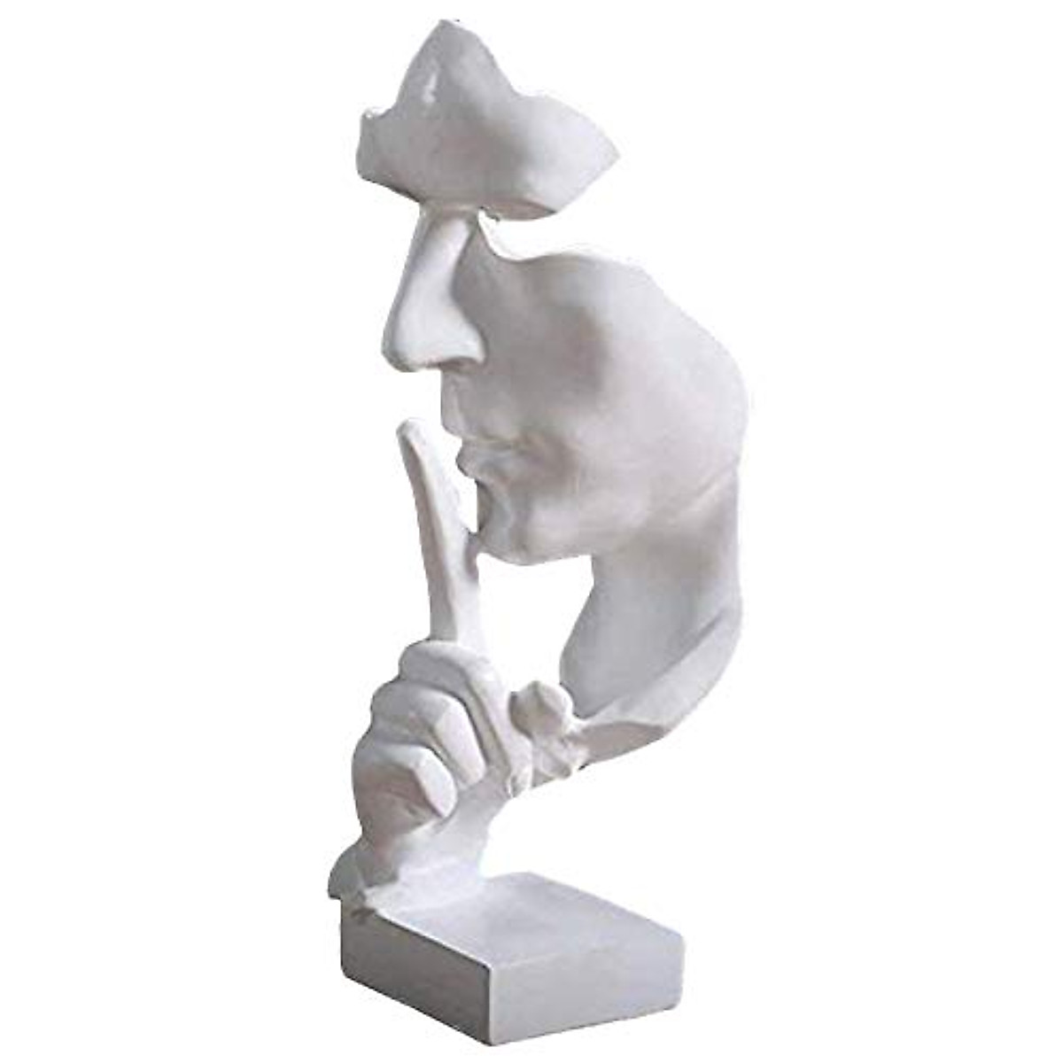 aboxoo Silence is Gold Thinker Statue, Modern and Simple Resin Things, Creative Abstract Figurine Sculptures for Entrance, Creative Room Home, Office Study, Piano Decor (White)