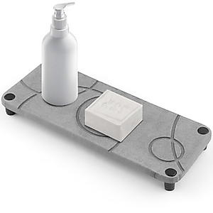 Instant Dry Sink Organizer, Stone Drying Mat for Kitchen Counter, Super Absorbent Diatomaceous Fast Drying Stone Sink Caddy, Kitchen Sink Tray, Soap Stand,Bathroom Sink Caddy with Stainless Steel Feet