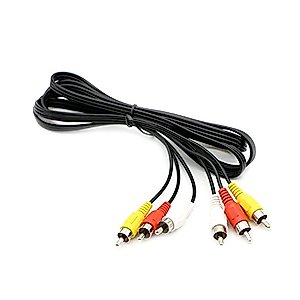 PASOW 3 RCA Cable Audio Video Composite Male to Male DVD Cable (6 Feet)