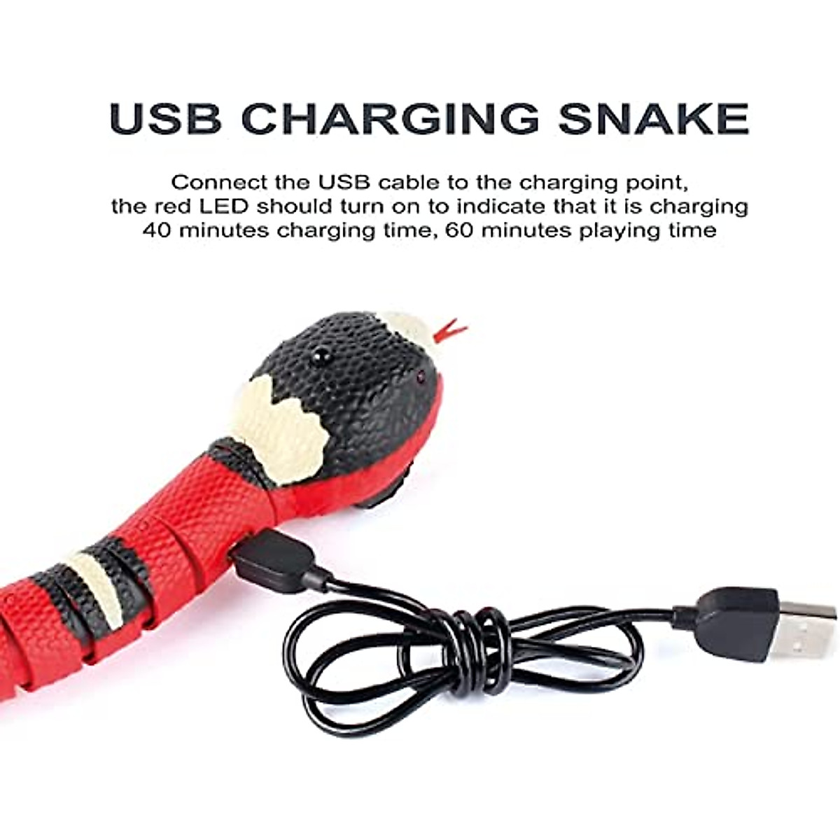CSD Smart Sensing Snake Toy - Interactive Fake Snake for Kids, Cats & Dogs - USB Rechargeable Electric Simulation Slithering Serpent - Realistic Snake Prank Prop for Halloween, Christmas & April Fools