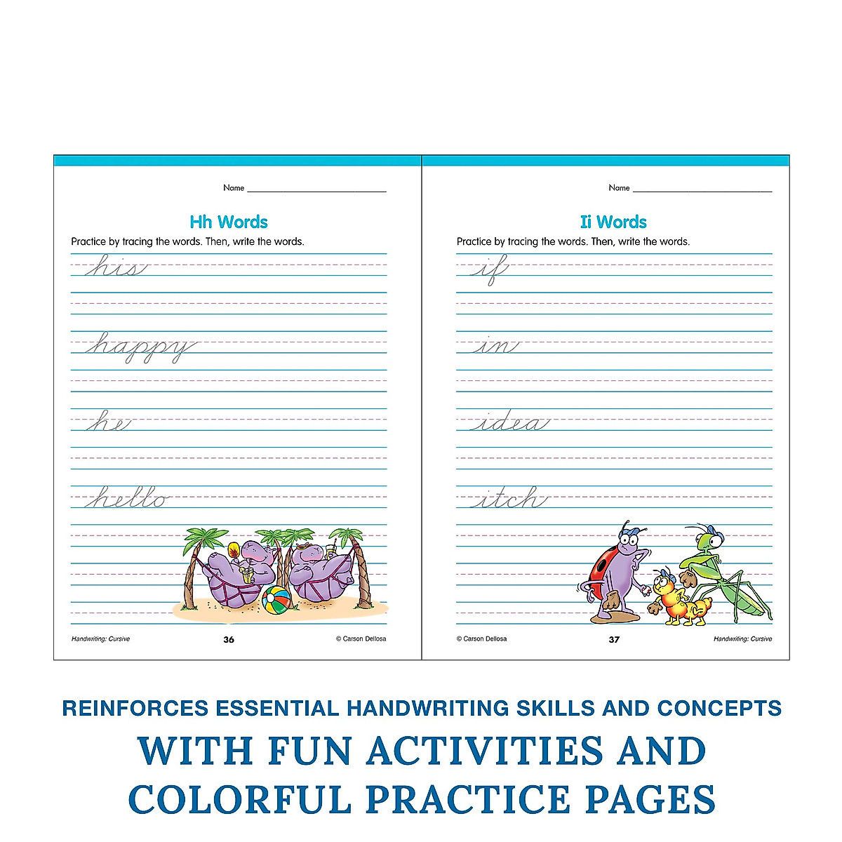 Carson Dellosa Cursive Handwriting Workbook for Kids, Grades 3-5 Cursive Letter Tracing Book, Cursive Handwriting Practice and Letter Tracing for Beginners Workbook for Homeschool or Classroom