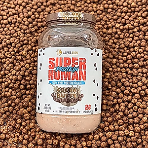 ALPHA LION Superhuman Whey Protein Powder, Great Tasting Pure Whey Protein Isolate, Low Carb, Low Sugar, No Bloat Post Workout, Muscle Recovery & Growth (28 Servings, Cocoa Buffs)