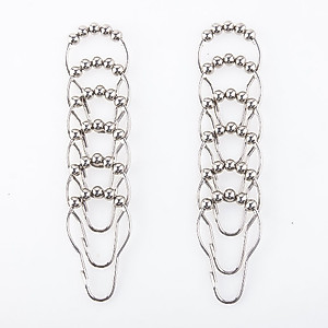 Amazer Shower Curtain Hooks, Decorative Rust Proof Stainless Steel Shower Curtain Hooks for Bathroom Shower Rods Set of 12, Polished Nickel