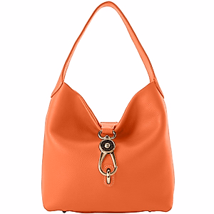 Dooney & Bourke Handbag, Pebble Grain Small Logo Lock Sac Shoulder Bag - Coral