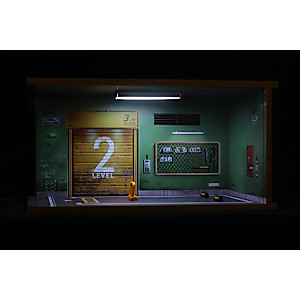 1/18 Scale Model Car Display Case - 1:18 Car Garage Display Case with Clear Acrylic Cover and LED Lighting for Die-Cast Cars (1 Parking Green Wall-Left)