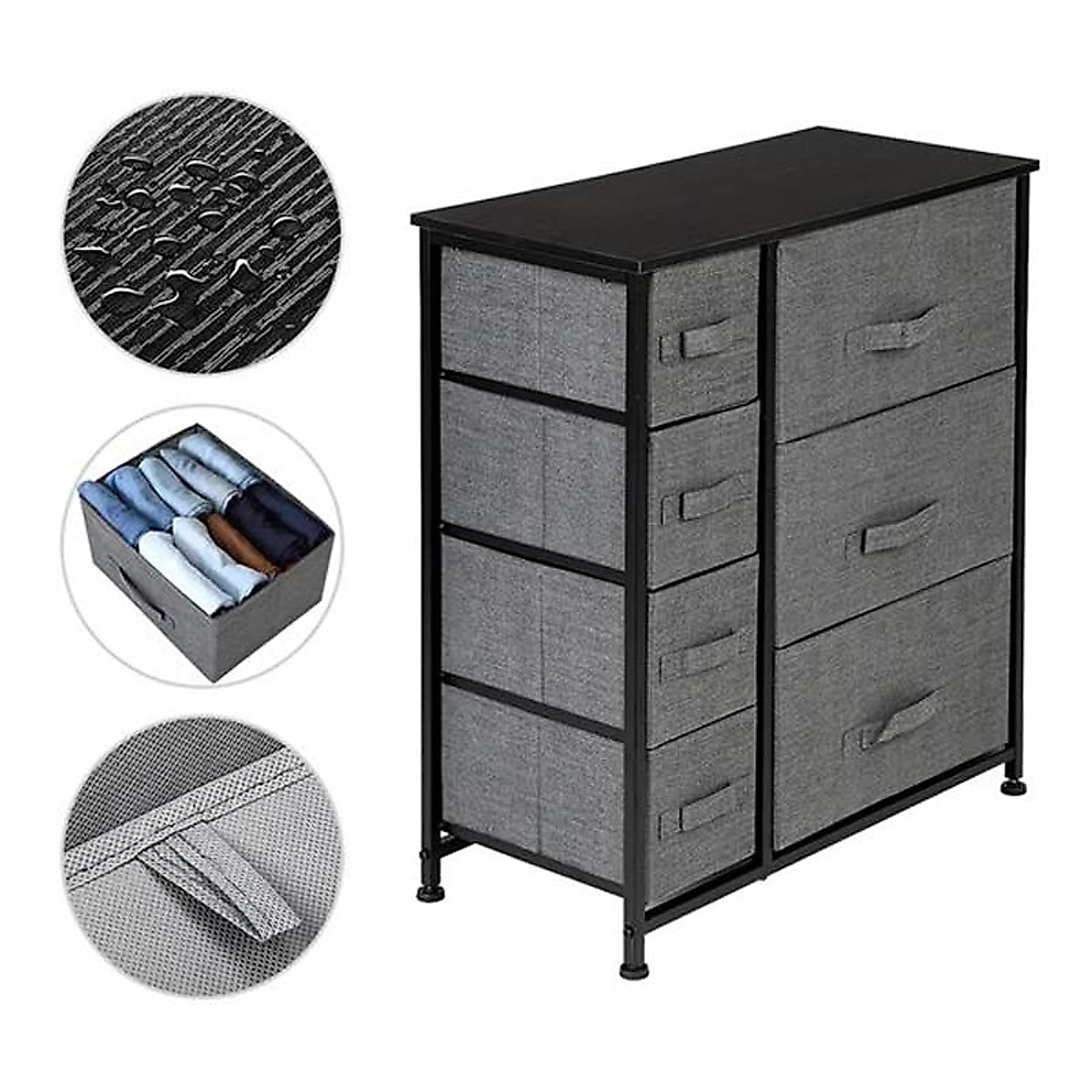 n/a Dresser with 7 Drawers Furniture Storage Tower Unit for Bedroom Hallway Closet Office Organization Steel Frame Wood (Color : A)