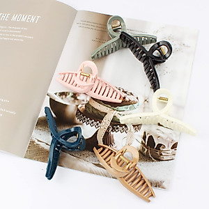 YEEPSYS Large Hair Claw Clip 6 Color Hair Jaw Clamp Clips 4.3 Inch Nonslip Hair Claw Strong Hold Matte Butterfly Banana Barrette Hair Styling Accessories for Women Girls Thin Thick Fine Hair