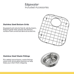 American Standard 18SB.9252211.075 Edgewater Zero Radius Dual Mount 25x22 Single Bowl w/Grid and Drain, Stainless Steel
