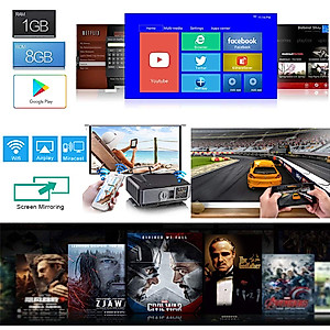 5000 Lumens Projector,1080p Native Projector with WiFi and Bluetooth, Home Theater Projector with HDMI USB VGA AV, Projection Size 50"-200", Compatible with Smartphone Tablets Game Consoles TV Stick