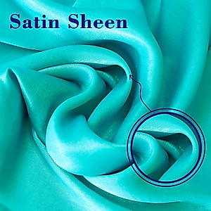 SHERWAY 9.6 Feet x 10 Feet Aqua Silky Soft Curtain Wedding Backdrop Drapes, Slightly Shiny Satiny Window Curtains for Party Ceremony Decoration