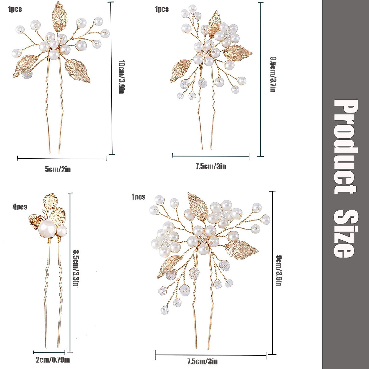 7 Pieces Wedding Hair Pins Gold Leaf Bride Headpiece Pearl Wedding Hair Styling Pins Hair Accessories Flower Hair Accessories for Brides Bridesmaids Girls