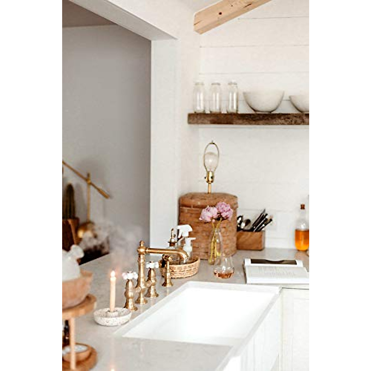 Kingston Brass KS7277PXBS English Country 8" Bridge Kitchen Faucet with Sprayer, Brushed Brass