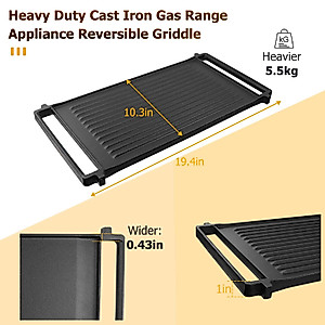 Upgraded WB31X24998 WB31X24738 Griddle Replacement Parts for ge Stove, Heavy Duty Cast Iron Reversible Griddle/Grill Combo Compatible With ge Stove Griddle（Not Universal）,One tray-1 Year Warranty