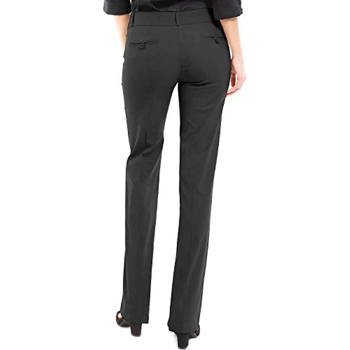 Design by Olivia Women's High Waist Comfy Stretchy Bootcut Trouser Pants Black L