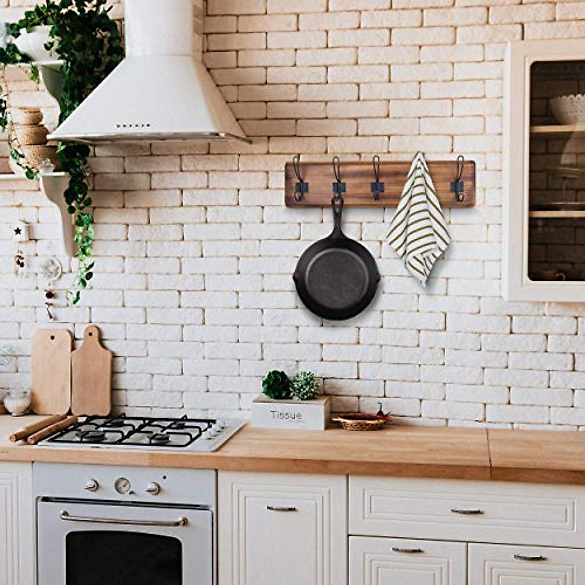 Matching Wall Mounted Coat Hooks Set - Beautiful Entryway Shelf and Coat Rack with Hooks, 24" | Solid Pine Wood | Perfect Touch for Your Bathroom, Kitchen, Mudroom | Rustic Brown