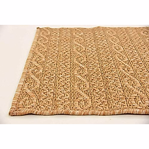 Unique Loom Outdoor Modern Collection Area Rug - Links (2' 2" x 6' 1" Runner, Light Brown/ Brown)