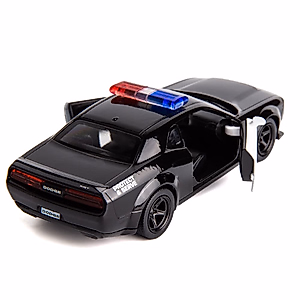 BDTCTK 1/36 Scale Challenger Police Car Model, Zinc Alloy Die-Cast Pull Back Vehicles Kid Toys for Boy Girl Gift (Black)