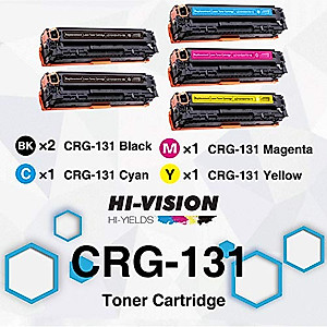 HI-VISION HI-YIELDS Compatible Toner Cartridge Replacement for 131 Used for imageClass MF620C MF621Cn MF623Cn MF624Cw MF628Cw MF8230Cn MF8280Cw LBP7100Cn LBP7110Cw (2 BK, 1C, 1Y, 1M, 5-Pack)