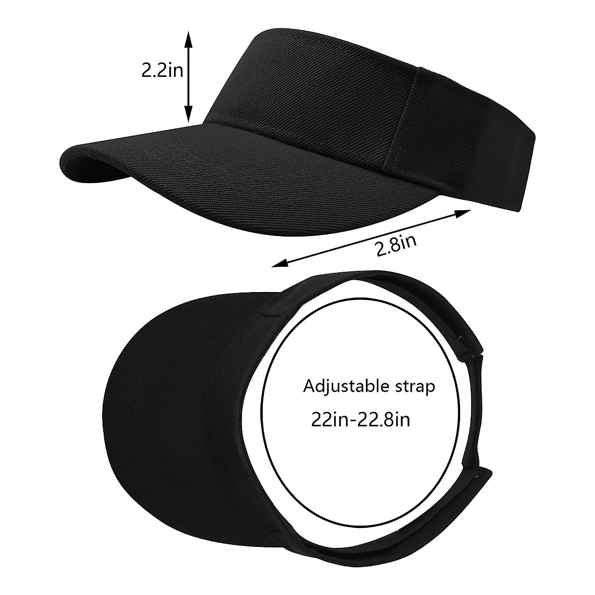 Rbenxia 5 Pieces of Black Adjustable Sport Visors Sun Visor Hats Cap Visors for Women and Men