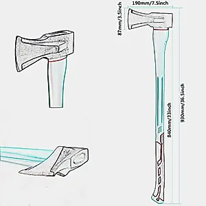 Toolzeen 36" Splitting Axe, Chopping Axe|Splitting Maul for Firewood,|6.8Lbs Heavy Duty Axe Forged Carbon Steel, Fiberglass Composite Handle & Ergonomic Anti-Slip Grip