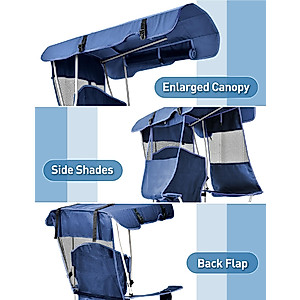 Docusvect Beach Chair with Canopy Shade, Folding Camping Chair with Canopy with Cup Holder, Side Pocket for Camp, Beach, Tailgates, Fishing - Support 330 LBS