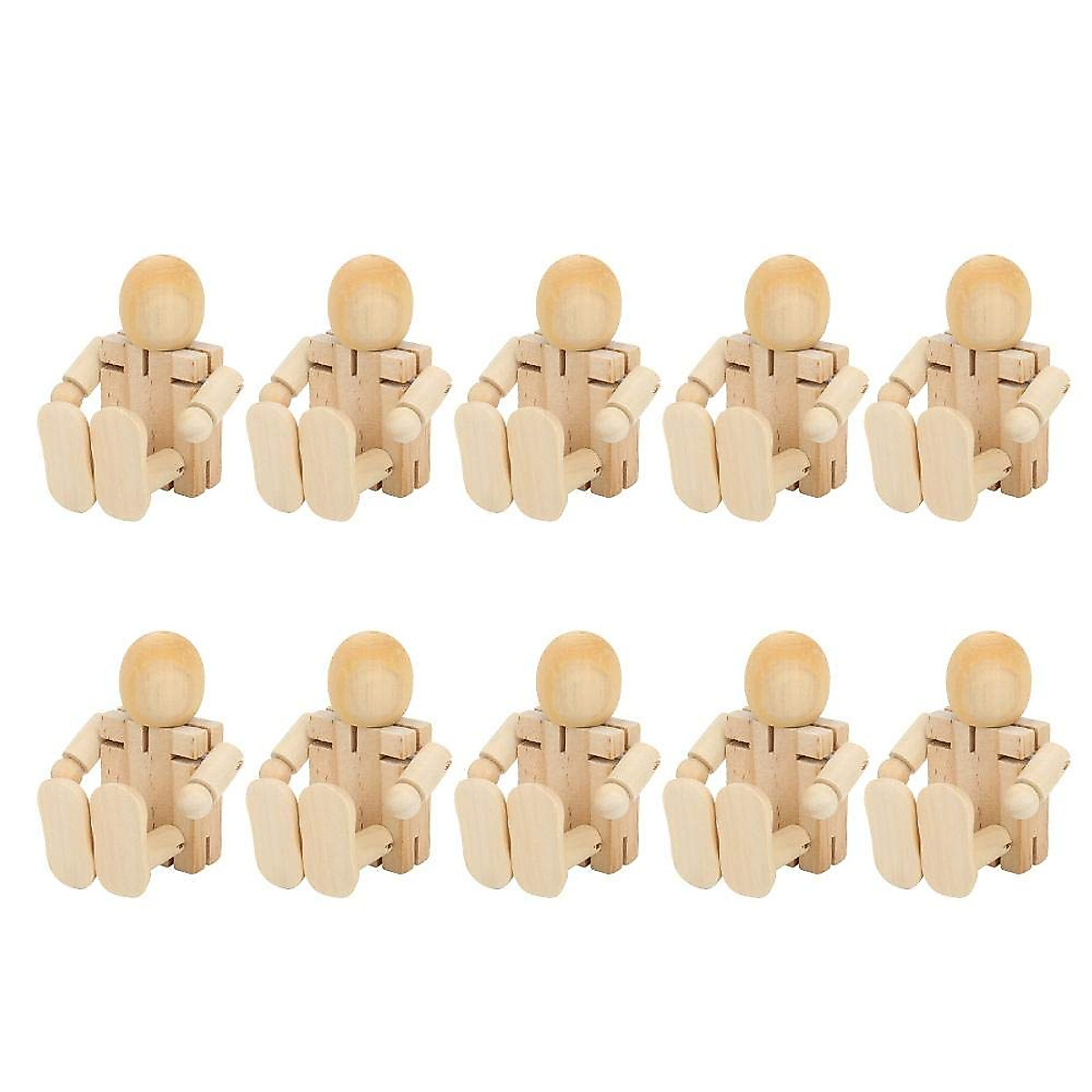 Wooden Robot, 10PCS Unfinished Wooden Robot Adjustable Figures Nature Bodies Joint Wooden Puzzle Building Craft Kit Wood People Shapes Figures for DIY Painting Arts Crafts (4.3x2.6x1.6in)