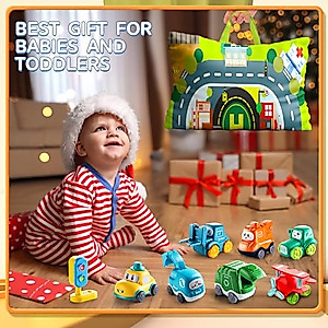 ALASOU 8 PCS Baby Cranes Car Toys with Playmat/Storage Bag|1st Birthday Gifts for Toddler Toys Age 1-2|Baby Toys for 1 2 Year Old Boy|1 2 Year Old Boy Birthday Gift for Infant Toddlers