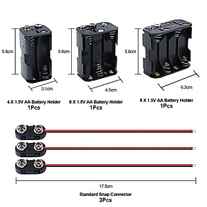 3Pcs 4/6/8 X 1.5V AA Battery Holder with Standard Snap Connector