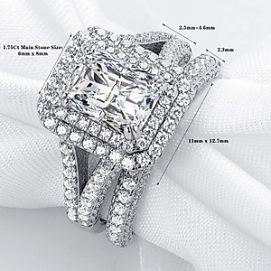 Mutian 1.75Ct Wedding Ring Engagement Ring Set, 14K Gold Plated 925 Sterling Silver Cubic Zirconia Infinite Anniversary Ring, Promise Rings for Her, Size 6-9