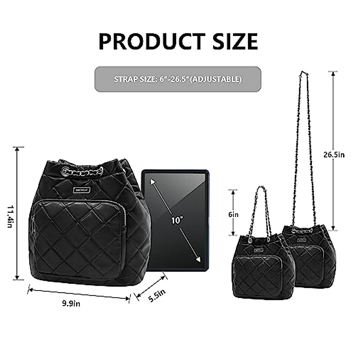 BBCREAT Multi-function Quilted Bag, Women Fashion Cute Shoulder Crossbody Handbag Waterproof Backpack Purse for Travel,Work