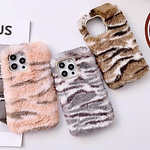 for Samsung A04/A04s Furry Phone Case, Tiger Calico Tabby Cat Striped Gradients Animal Fur Pattern Fuzzy Fluffy Soft Warm Hair Plush Phone Case