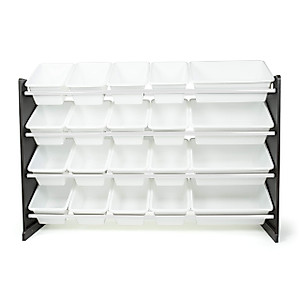 Humble Crew Toy Storage 20-Bin Organizer, Espresso/White