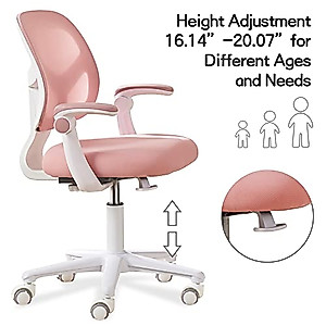 DIOSHOME Kids Desk Chair, Height Adjustable Kids Chair, Swivel Children's Study Chair. Suitable for Boys and Girls Aged 4 to 12. Use Pressure Self-Loc